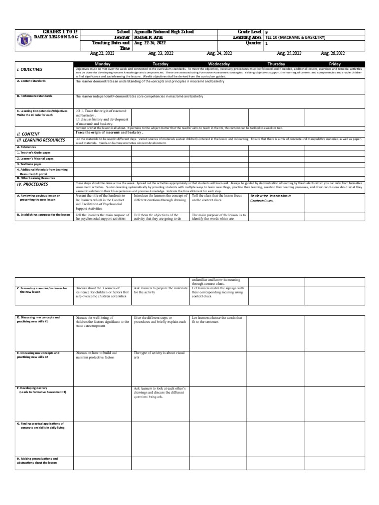 Dll-Tle 10-W1 | PDF | Learning | Teaching Method