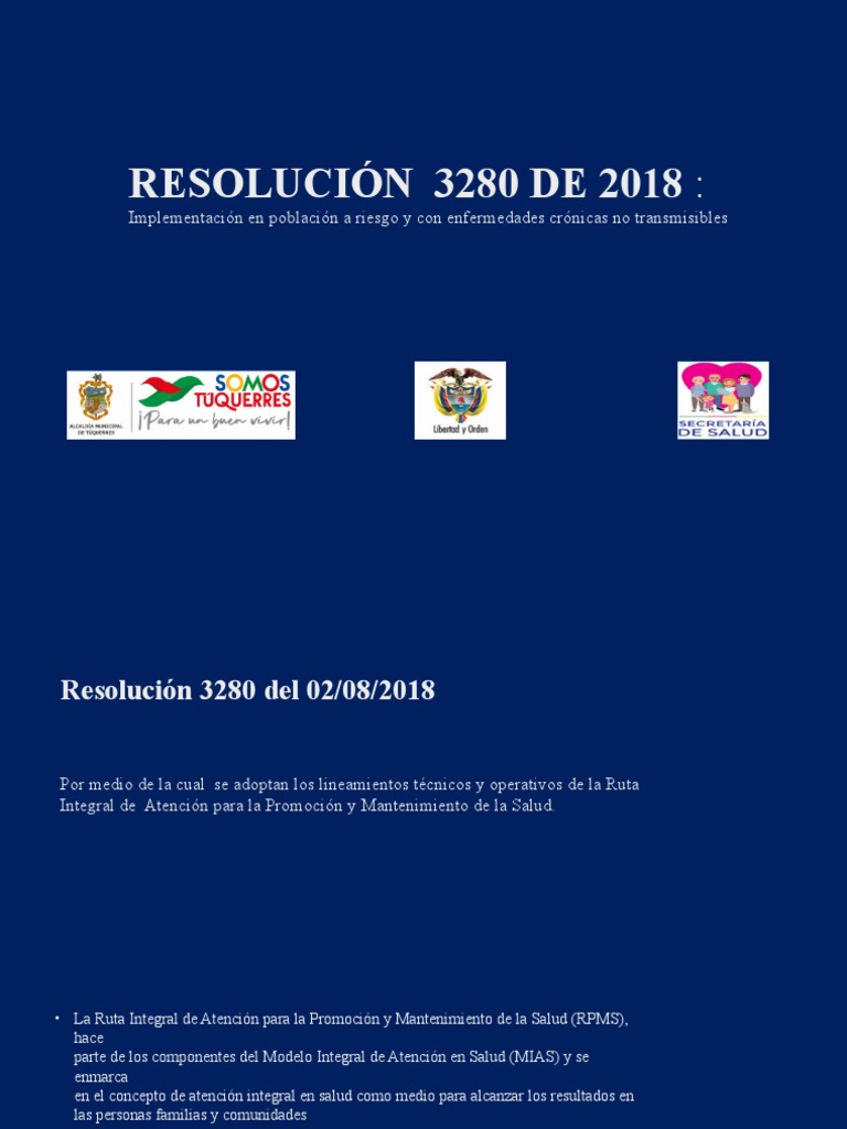 Resolución 3280 de 2018 | PDF | Adultos | Medicina CLINICA