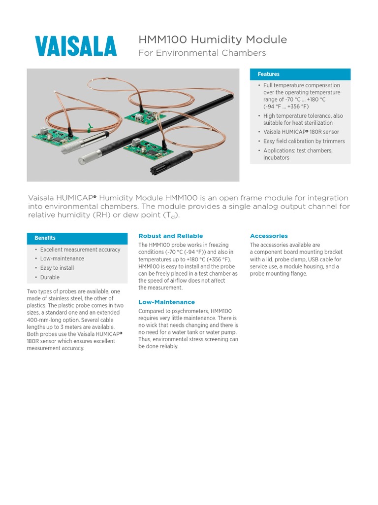 Sensor Vaisala HMM100 | PDF | Electrical Engineering | Manufactured Goods