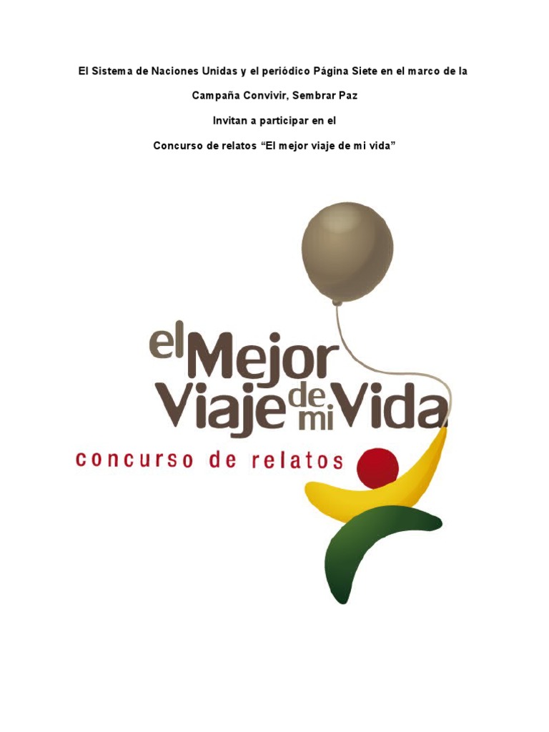 Concurso de Relatos "El Mejor Viaje de Mi Vida" | PDF | Bolivia ...