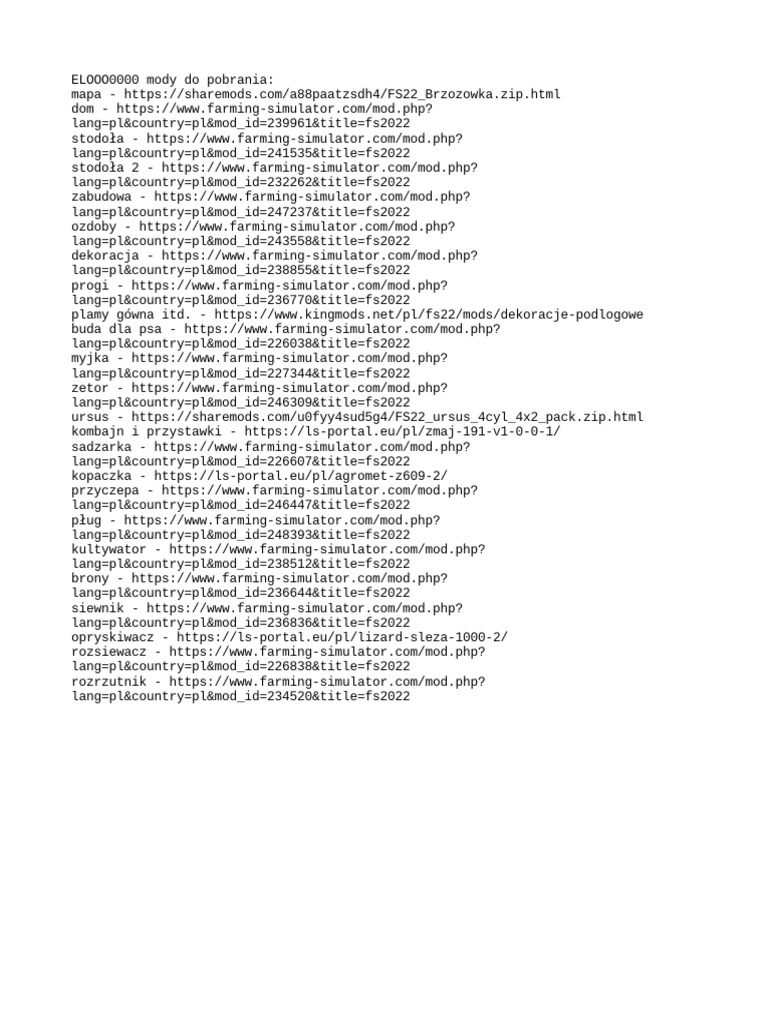 Modpack Gospo Brzozowka | PDF