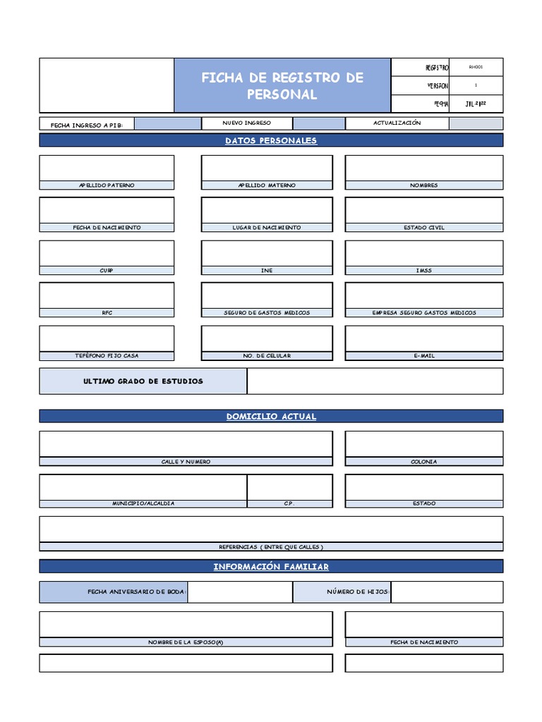 Formato Datos Personal | PDF