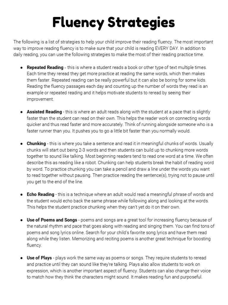 Fluency Strategies | PDF | Fluency | Communication