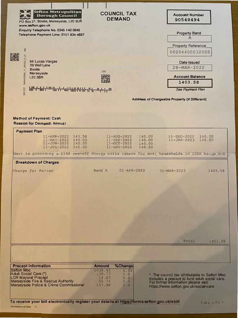 Council Tax Bill | PDF | Services (Economics) | Government