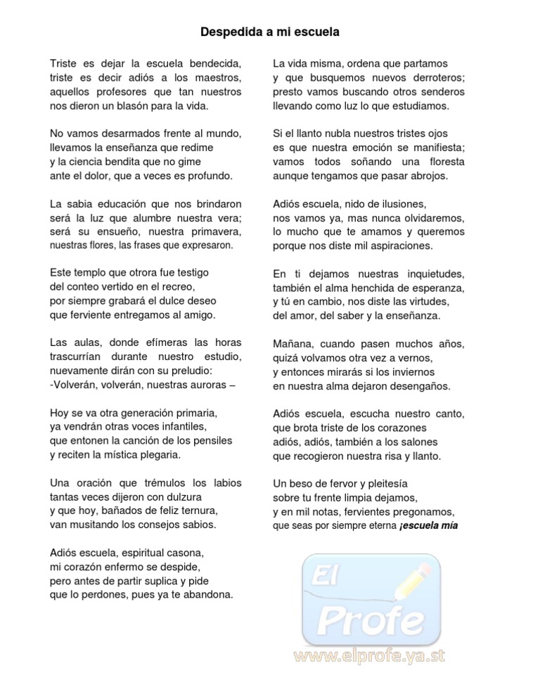 Despedida A Mi Escuela | PDF