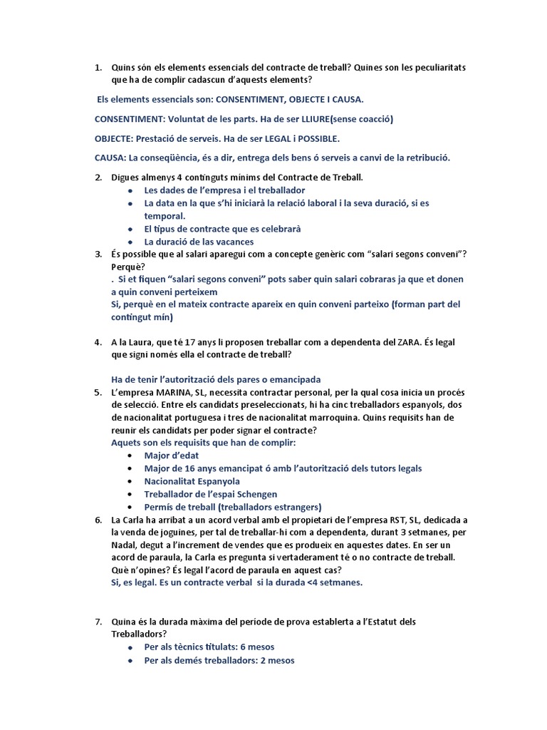 Quins Són Els Elements Essencials Del Contracte de Treball - Fol | PDF
