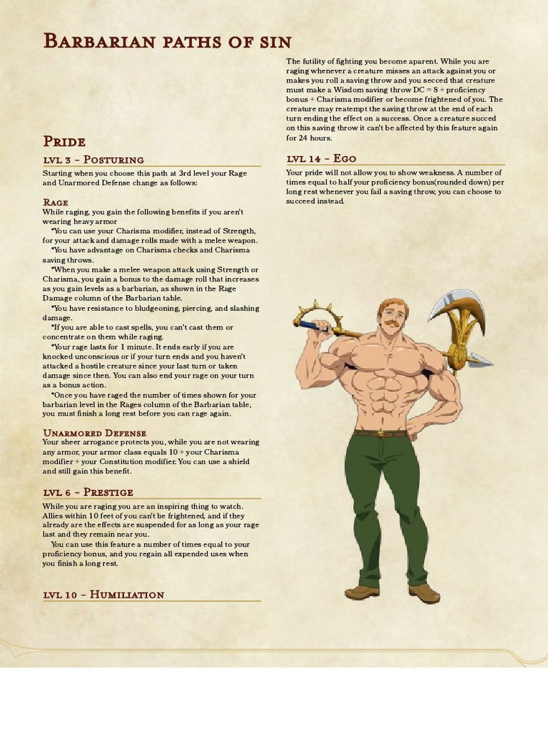 Barbarian Way of Sin - The Homebrewery | PDF