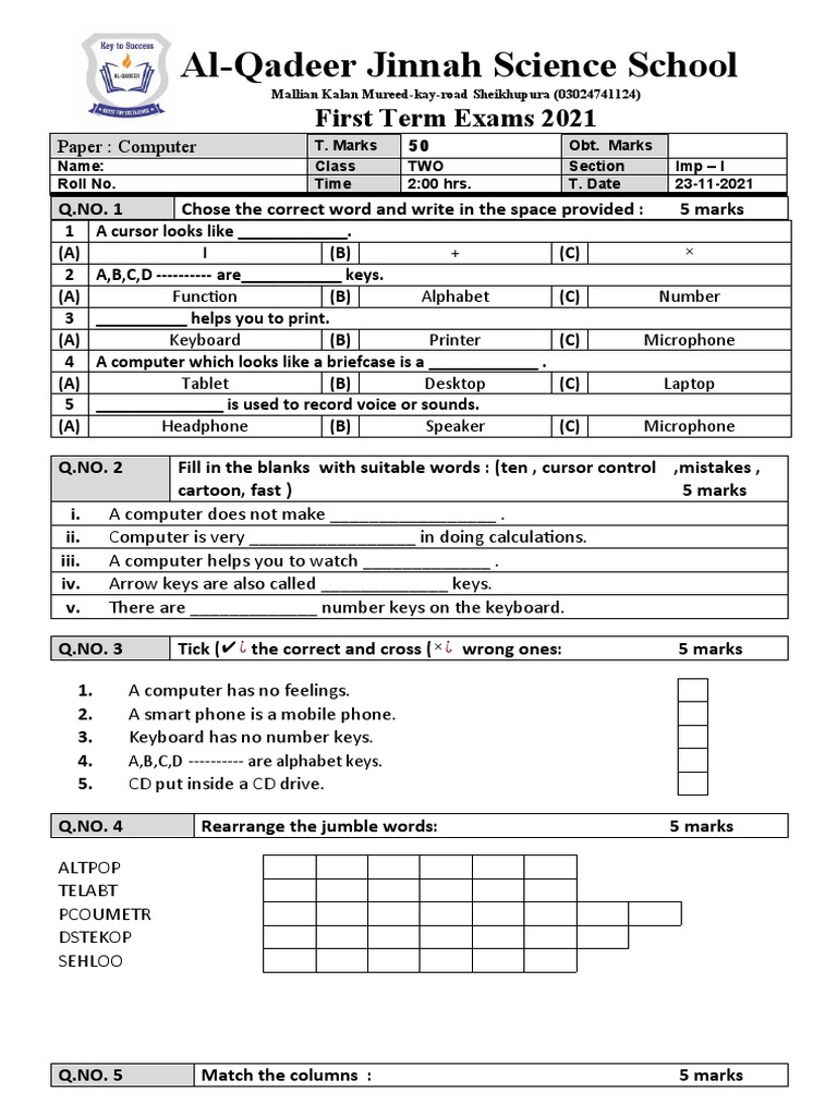 Computer Class 2 | PDF | Computer Keyboard | Personal Computers