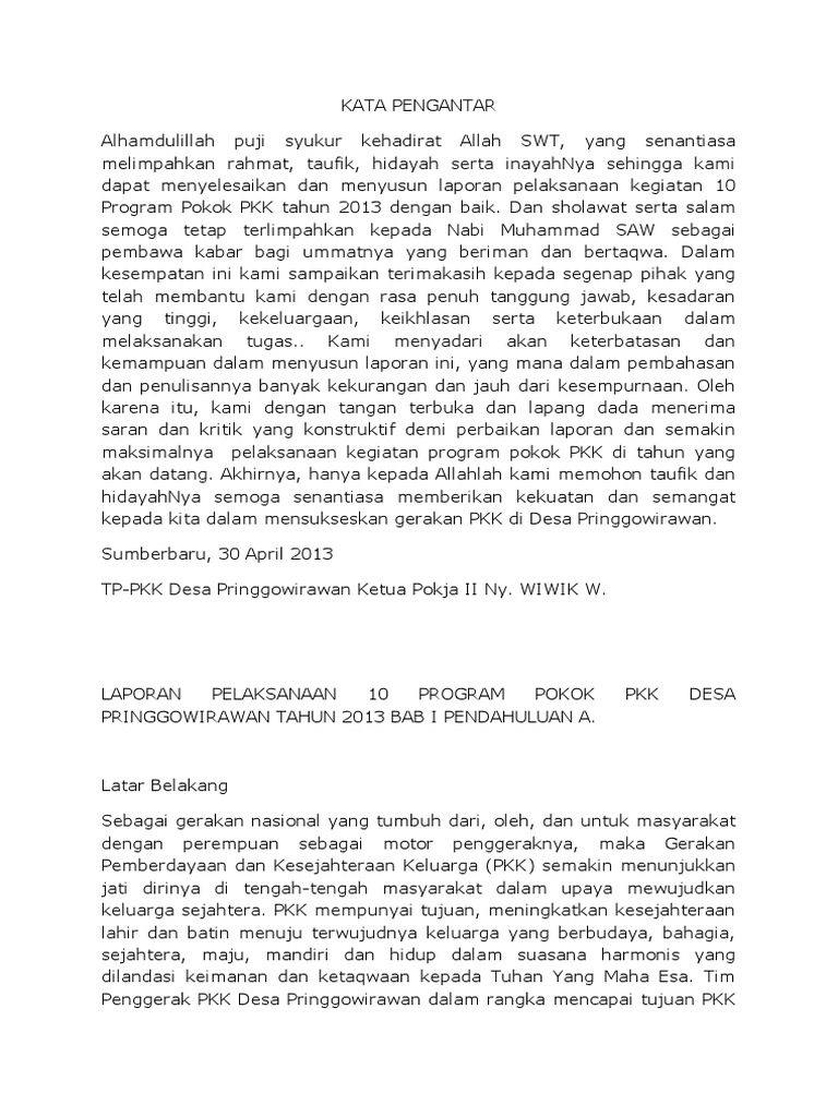 Laporan Program Kerja Pokja 2 | PDF