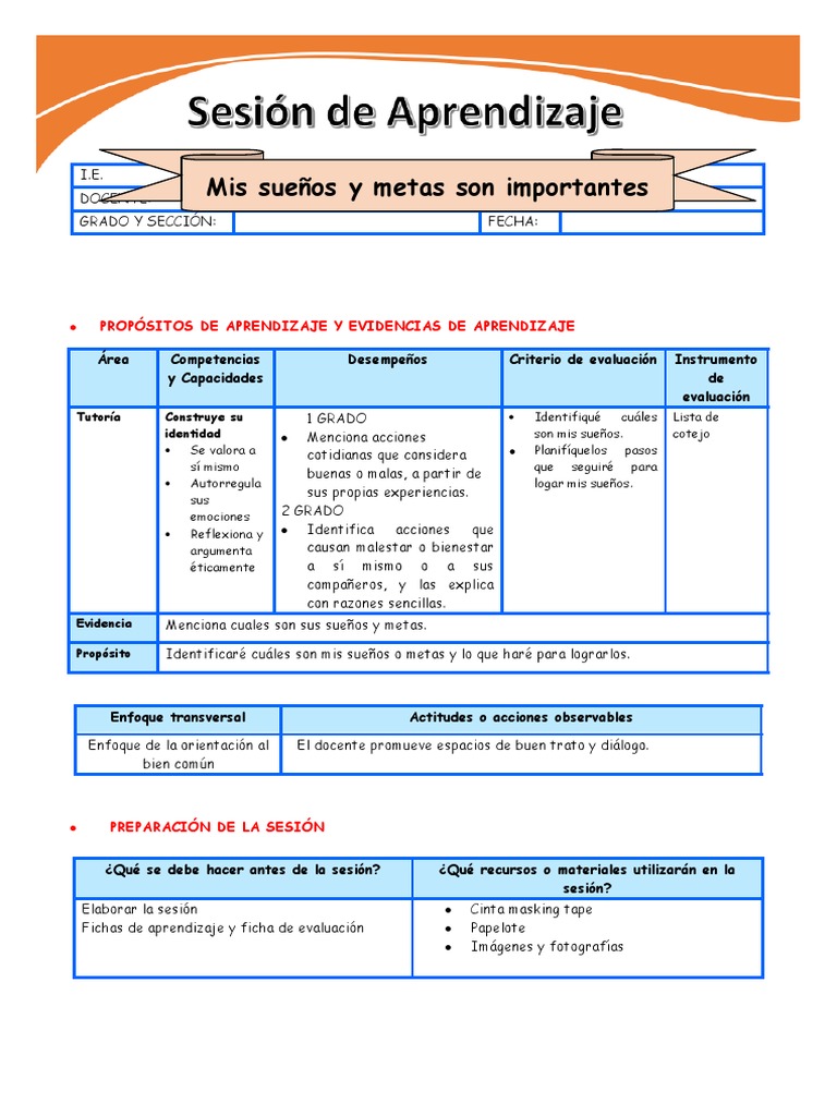 Mis sueños y metas: Planificando los pasos para lograrlos | PDF ...