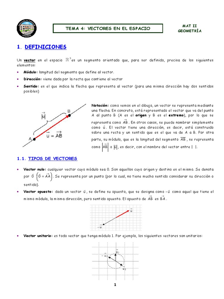 1 Vectores Teoria | PDF | Vector Euclidiano | Espacio vectorial