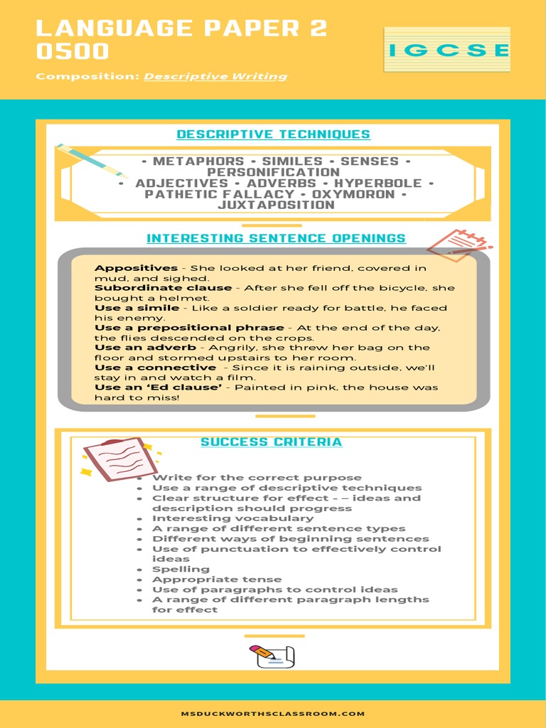 Descriptive Writing Guide Sheet | PDF
