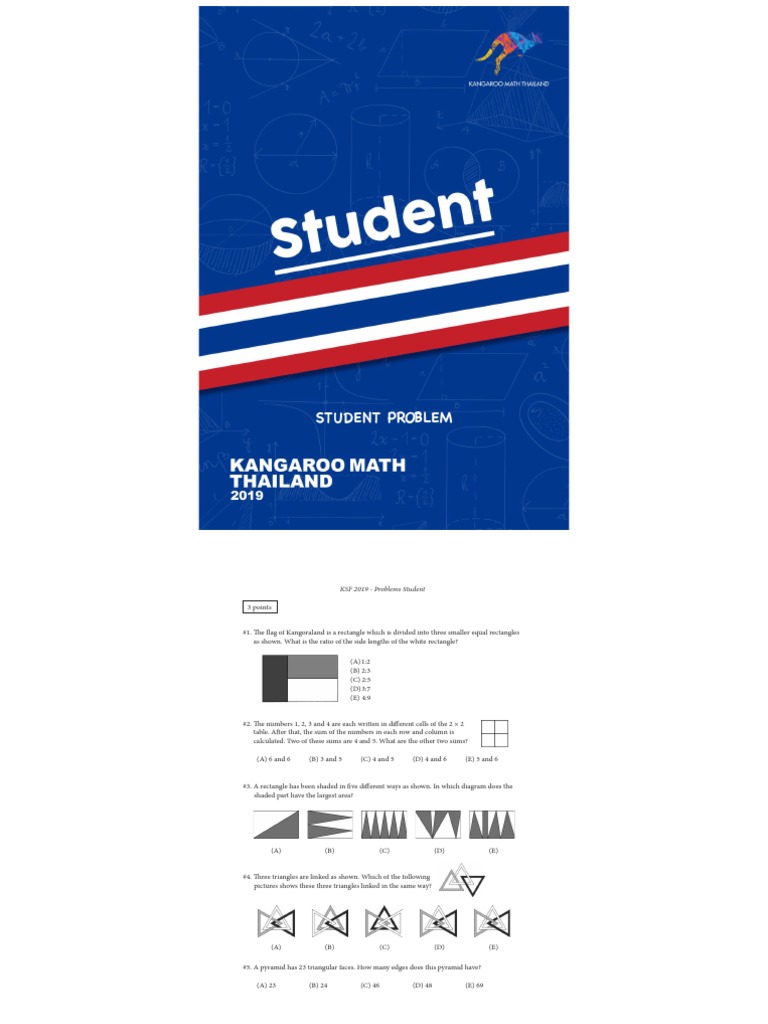 Kangaroo Math 2019 | Download Free PDF | Triangle | Numbers