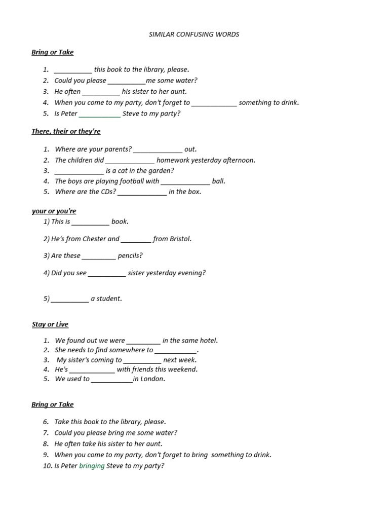Confusing Similar Words Test | PDF