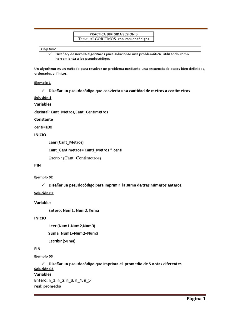 Algoritmos y Pseudocódigos Prácticos | PDF | Algoritmos | Algoritmos y Estructuras de Datos