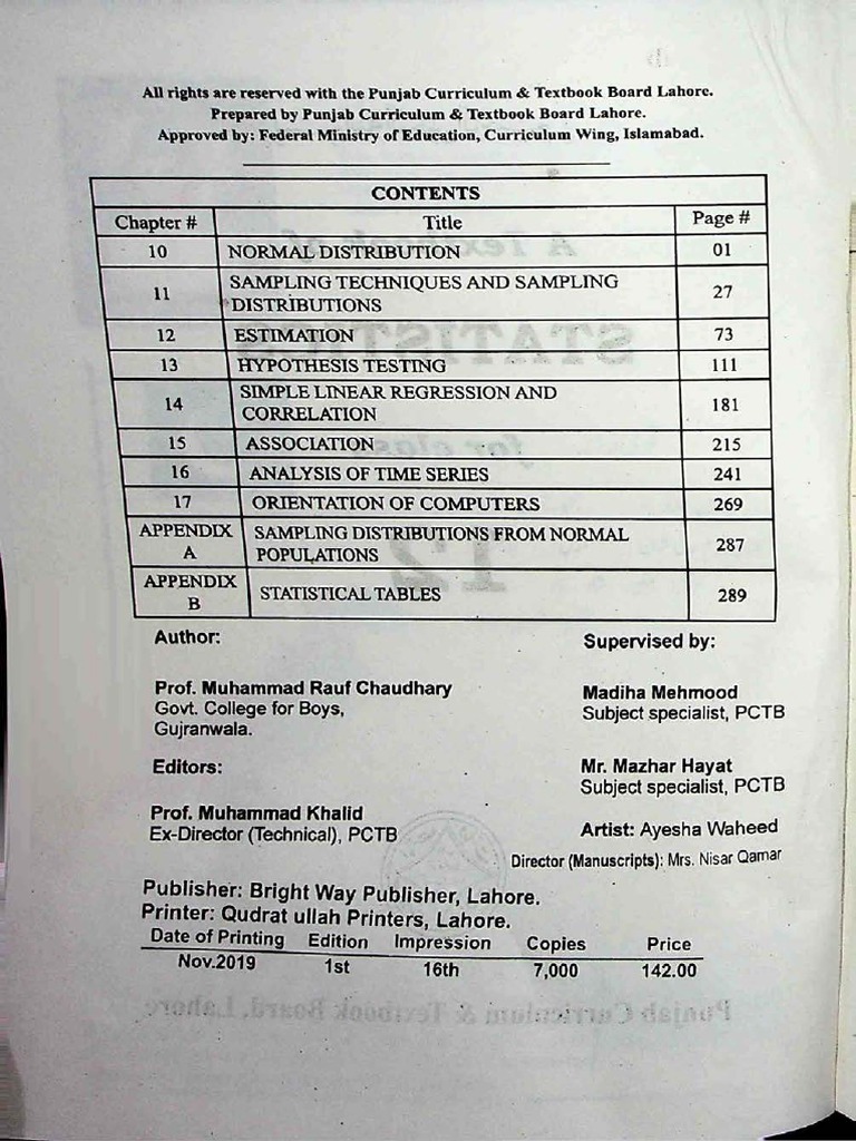 12th-Class-Statistics - Chapter-10 | PDF