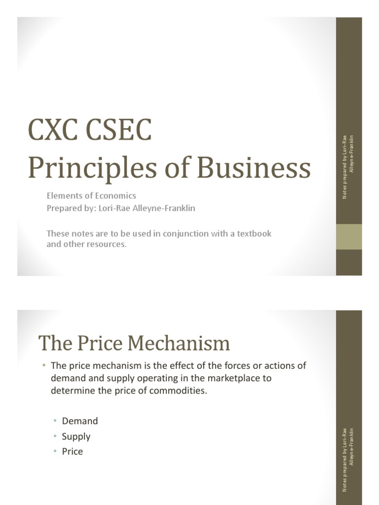 CXC CSEC POB Notes - Elements of Economics | PDF | Supply And Demand ...