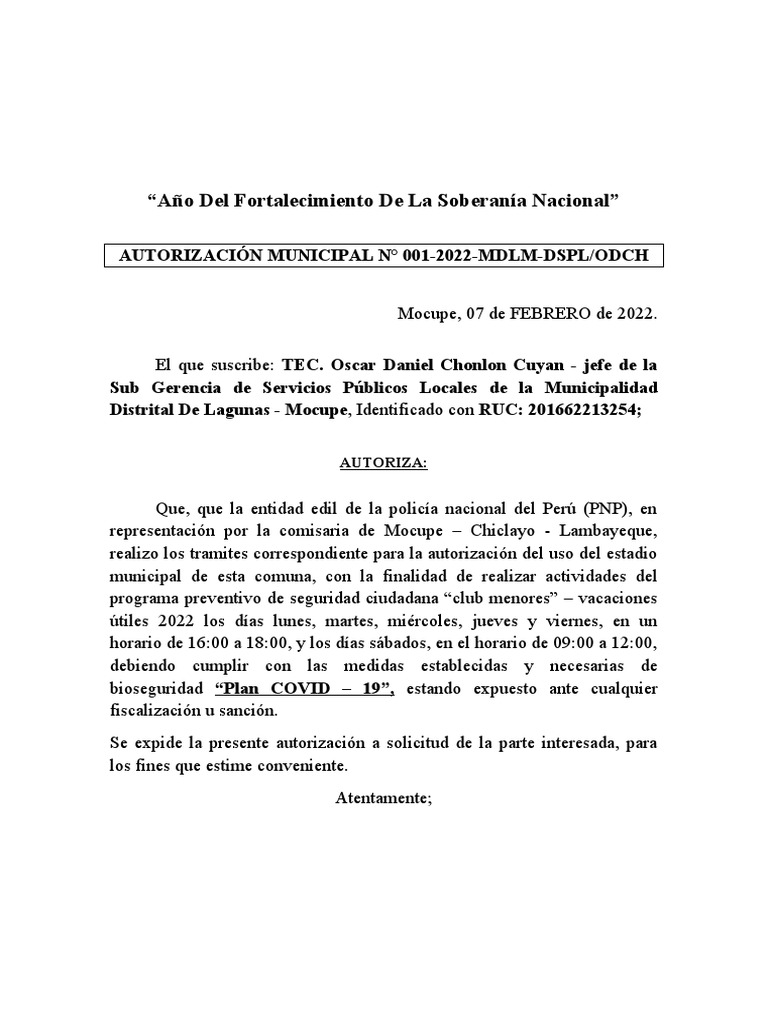 Autorizaciones Municipales | PDF | América del Sur