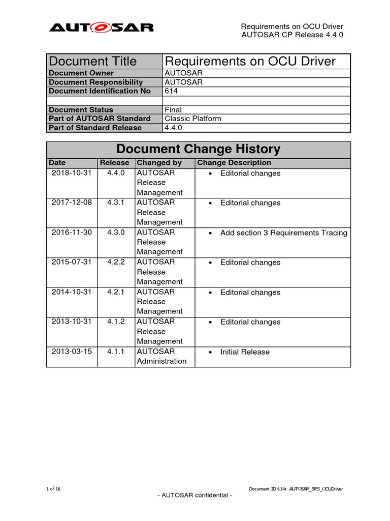 AUTOSAR SRS OCUDriver | PDF | Device Driver | Microcontroller