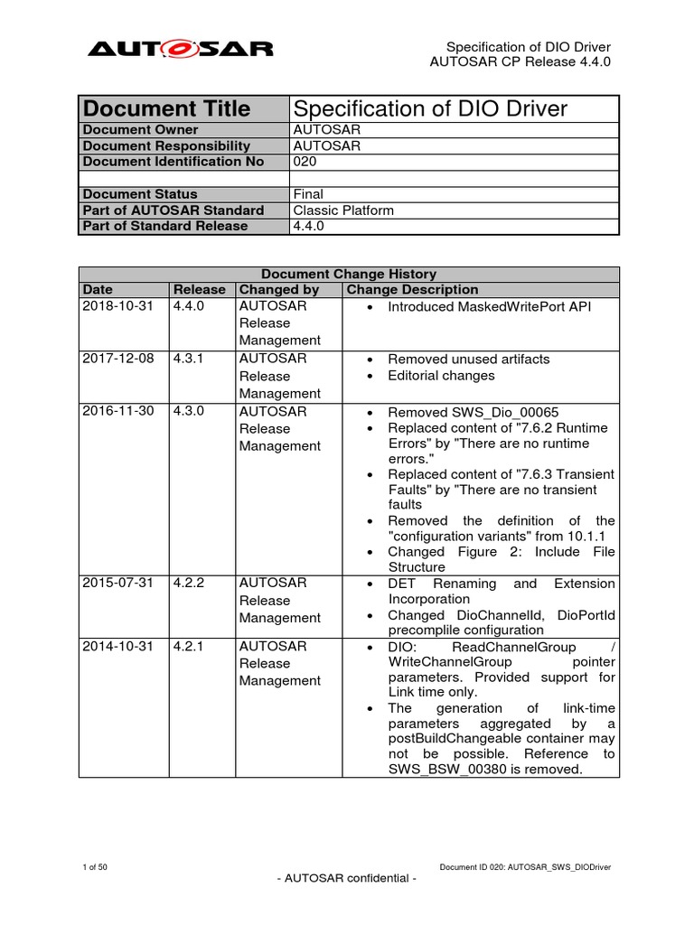 Autosar Sws Diodriver Pdf Device Driver Software
