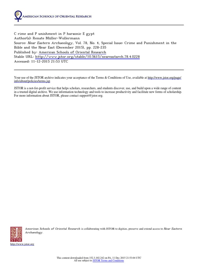Crime and Punishment in Pharaonic Egypt | PDF | Ancient Egypt | Crimes