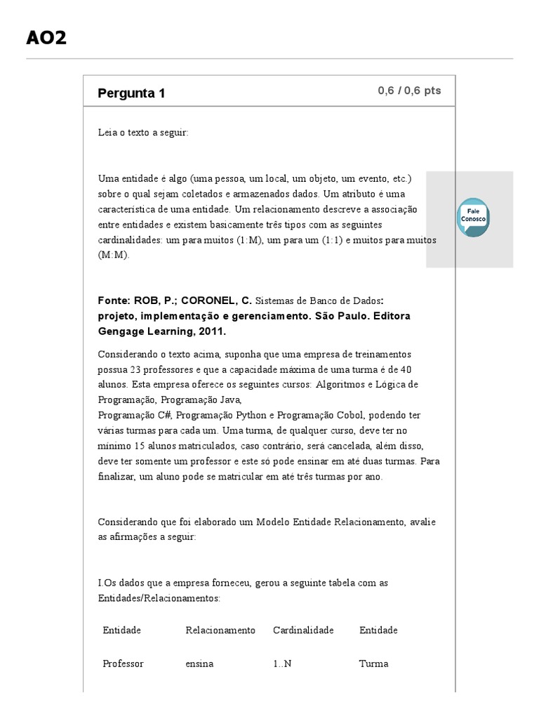 Ao2 Estrutura e Modelagem de Dados FAM | PDF | Classe (programação de ...