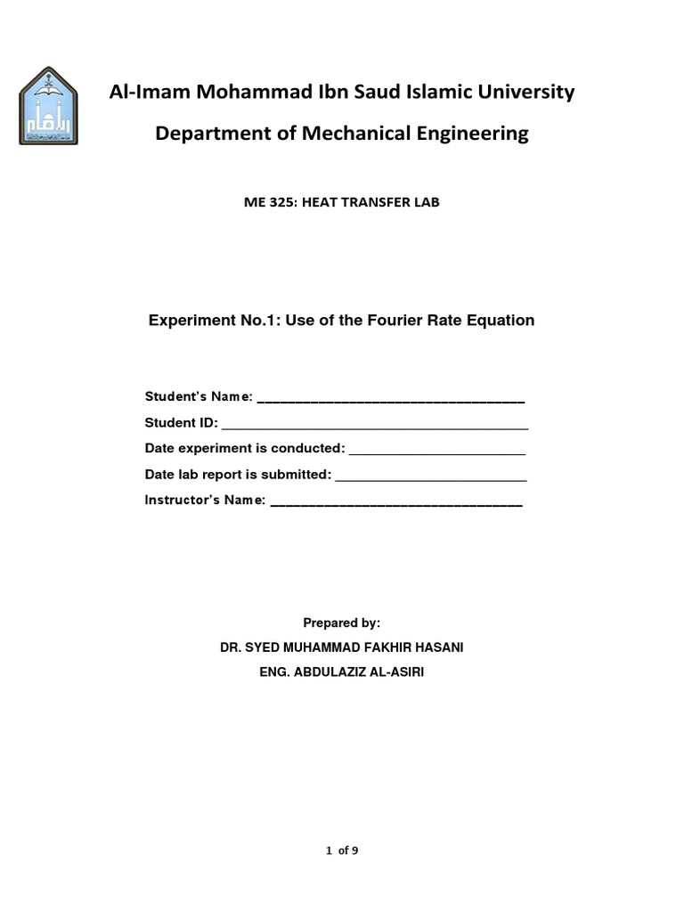 Fourier Rate Equation in Heat Transfer Lab | PDF | Heat Transfer ...