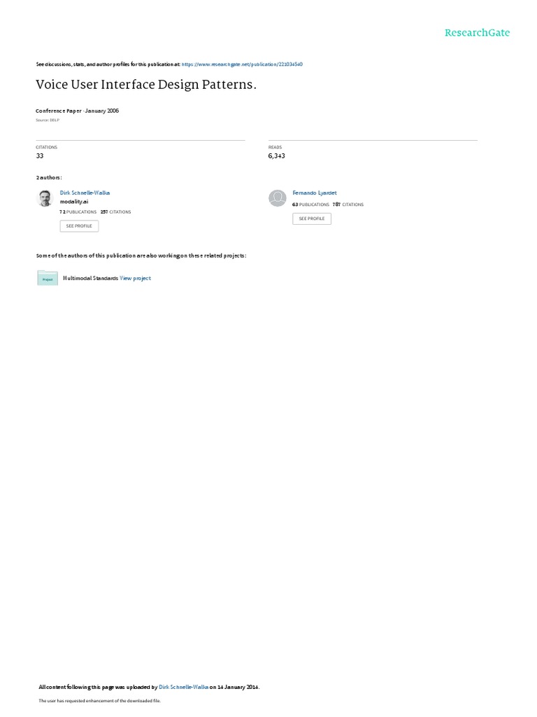 Voice User Interface Design Patterns | PDF | Speech Synthesis | Information Voice User Interface Design Patterns | PDF | Speech Synthesis | Information