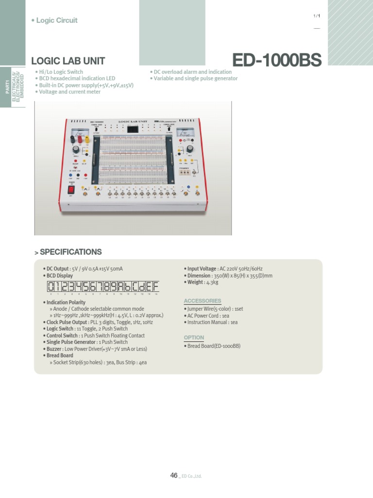 Logic Lab Unit ED-1000BS | PDF