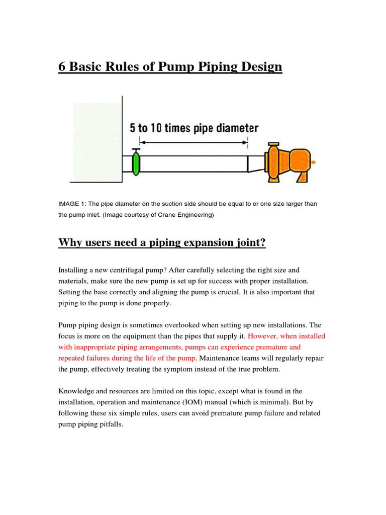 Basic Rules of Pump Piping Design | PDF | Pump | Pipe (Fluid Conveyance)