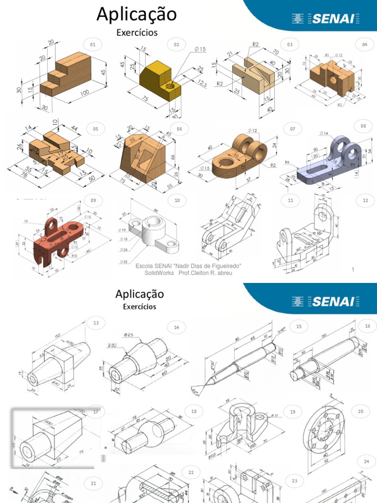 Exercícios Práticos de SolidWorks SENAI | PDF