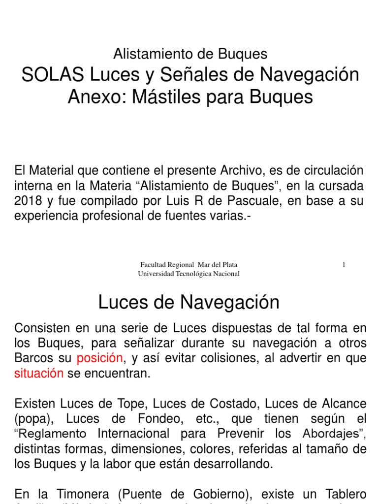 AB 2018 Unidad Nro 18 SOLAS Luces y Señales de Navegación | PDF | Envío | Buques