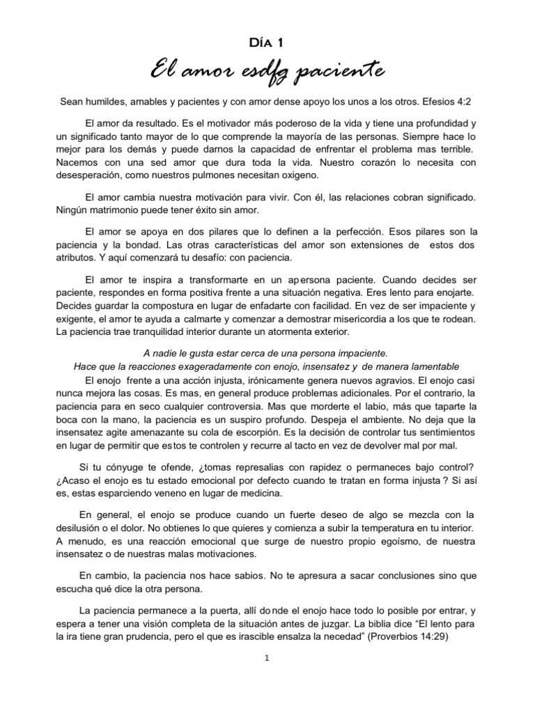 El Amor Es Paciente | PDF | Ira | Las emociones