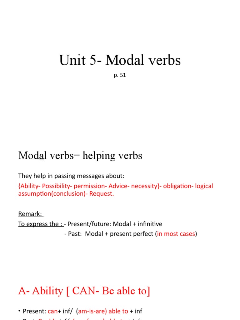 Modal Verbs (Unit 5) | PDF | Linguistic Typology | Language Mechanics