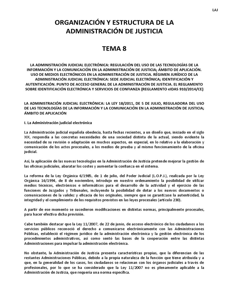 08 Organizacion (Carperi-Laj) | PDF | Ley procesal | Esfera pública