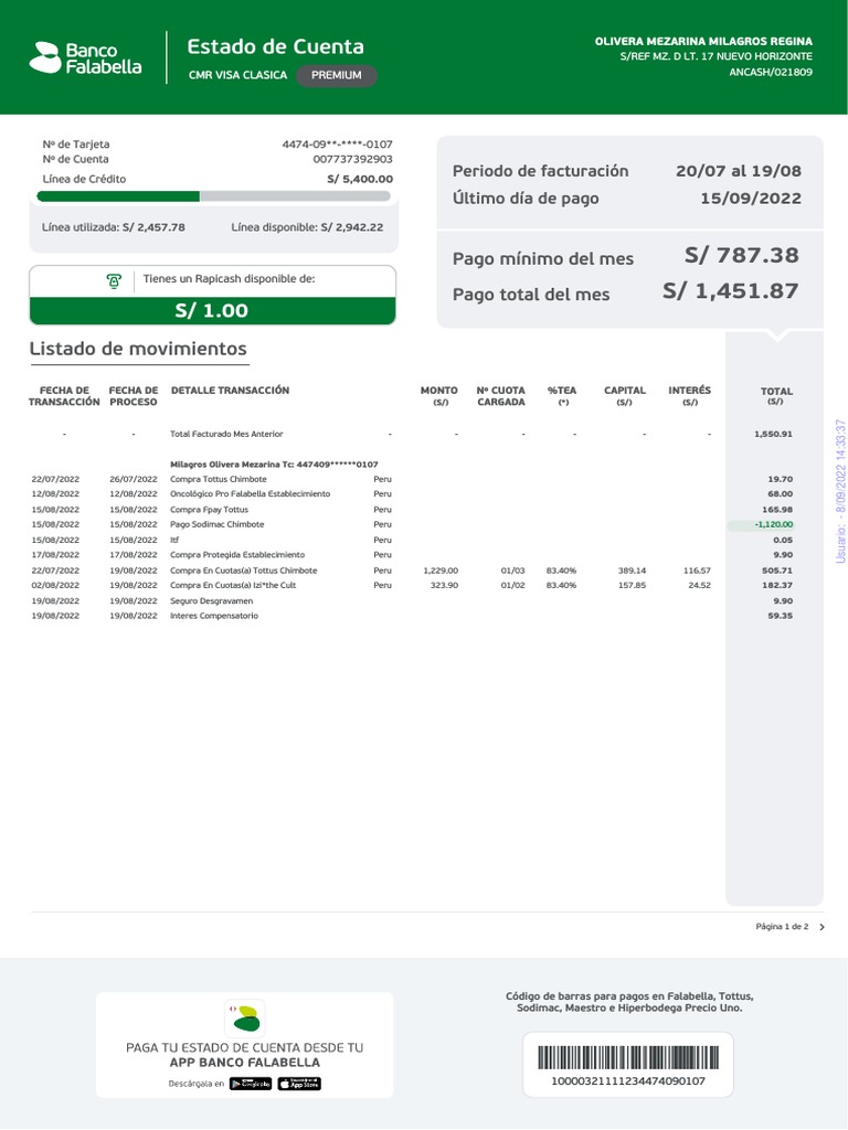 Estado de Cuenta | PDF | Bancario | Dinero