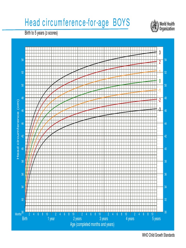 OMS. Perimetro Cefalico Meninos - 0-5 Anos. em Z Score. | PDF | Descriptive Statistics ...