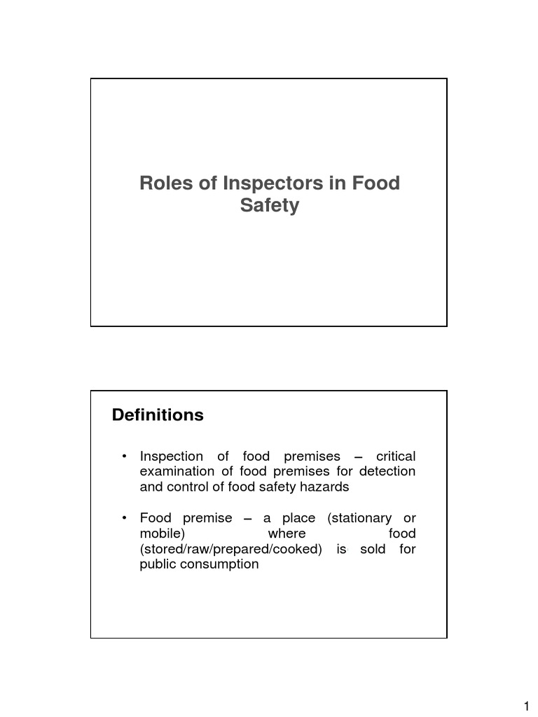 Roles of Inspectors in Food Safety | PDF | Foods | Food Safety