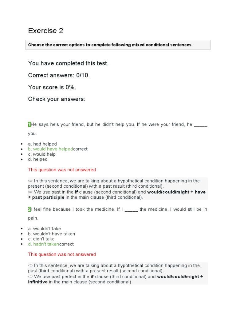 Mixed Conditionals Answers New Version | PDF | Grammar | Cognitive Science