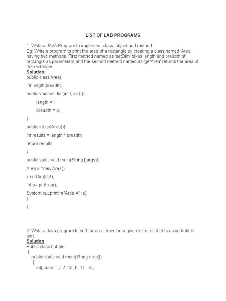 Java Lab List Pdf String Computer Science Method Computer
