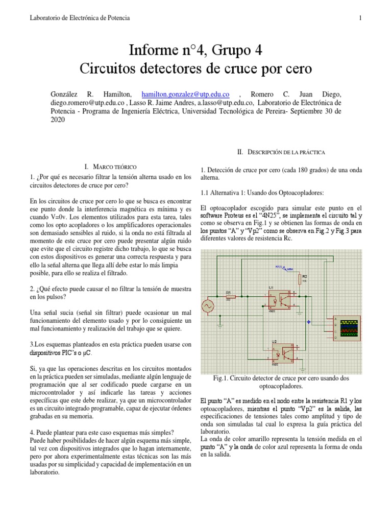 Análisis de circuitos detectores de cruce por cero para sistemas monofásicos y trifásicos | PDF ...