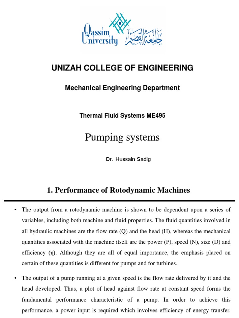 Performance of Rotodynamic Pumps | PDF