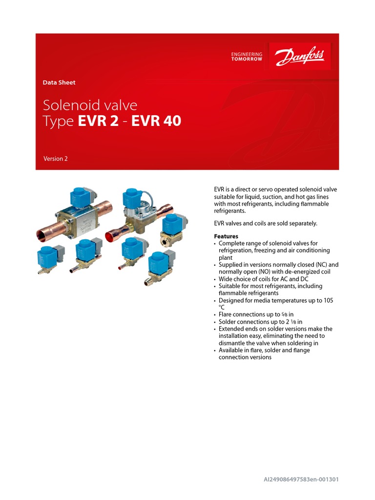 Danfoss Solenoid EVR | PDF | Valve | Pressure Measurement