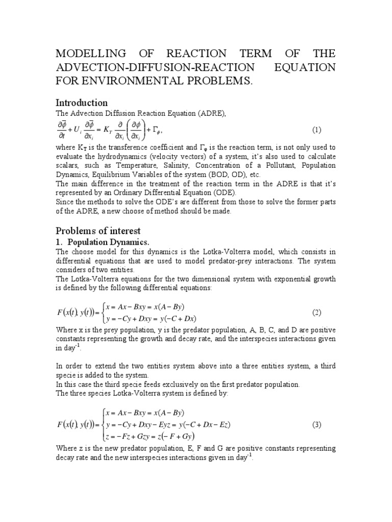 Advection-Diffusion-Reaction Modeling | PDF | Numerical Analysis ...