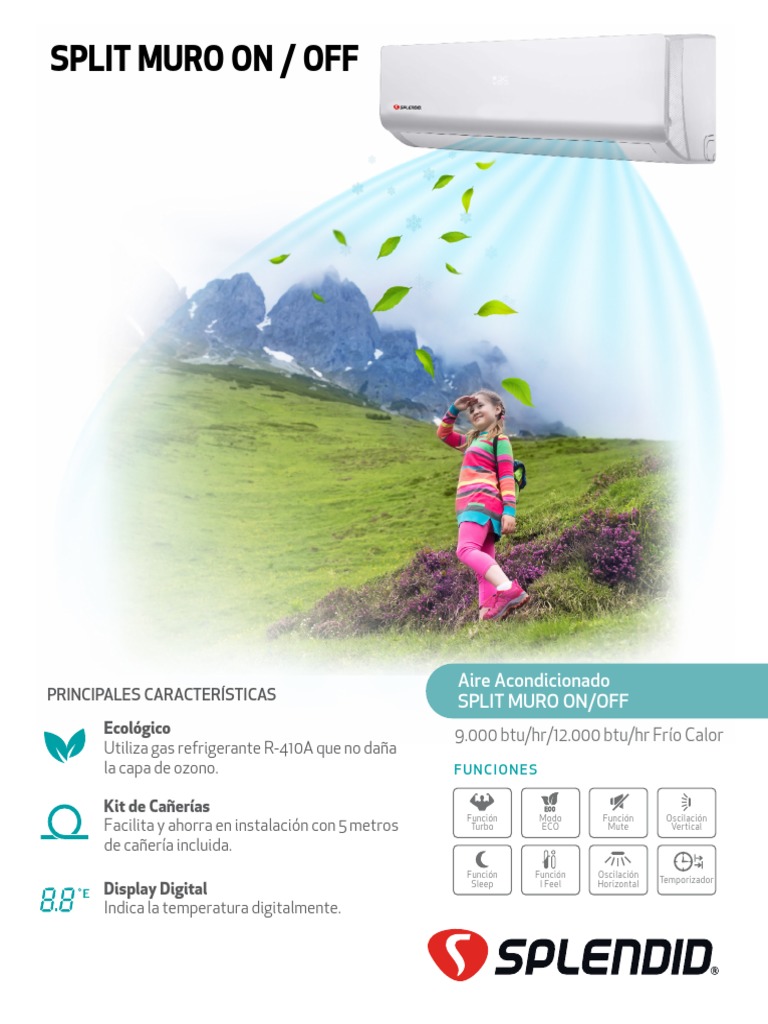 Ficha AA Split Muro On Off Sin WIFI | PDF | Temperatura | Termodinámica