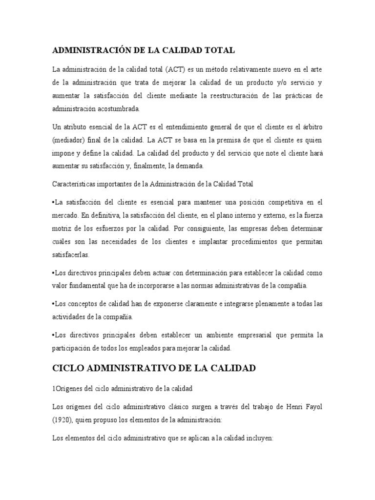 ACT Calidad Total | PDF | Calidad (comercial) | Estadísticas