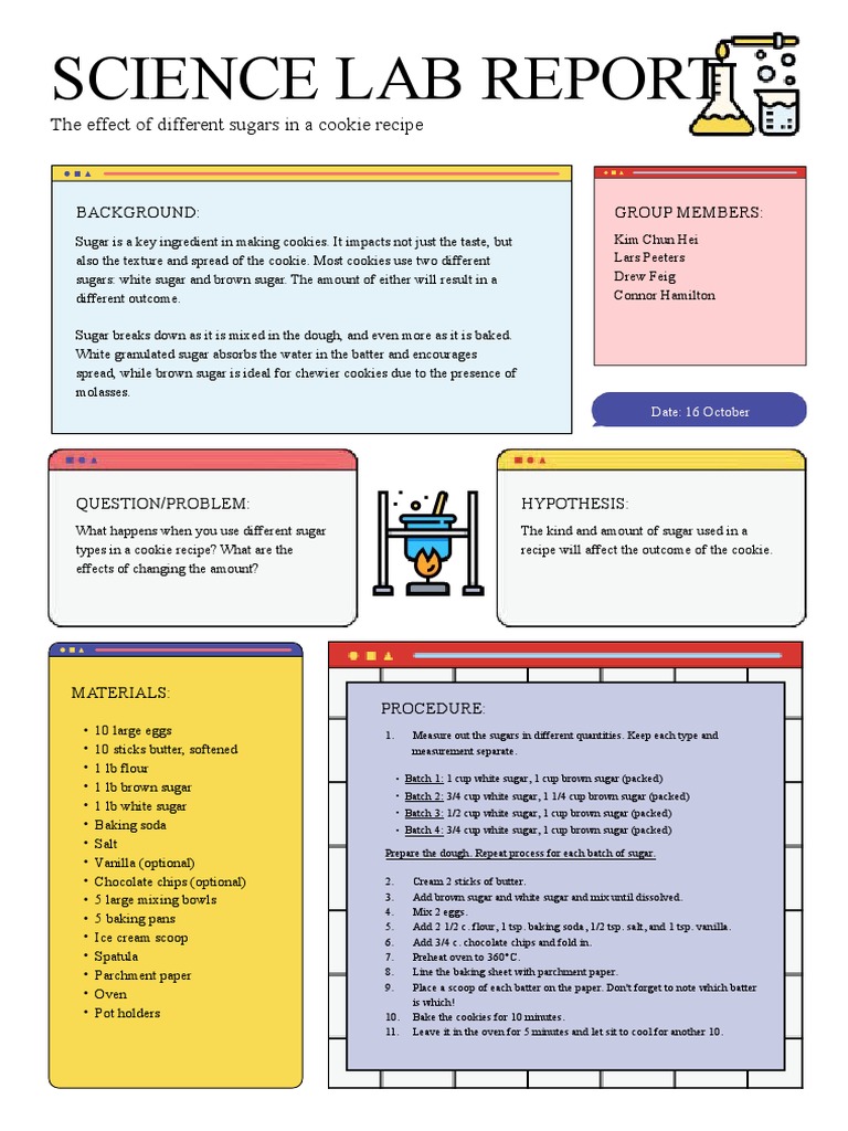 Colorful Lined Sugar Chemistry Lab Report - 2 | PDF | Brown Sugar | Baking
