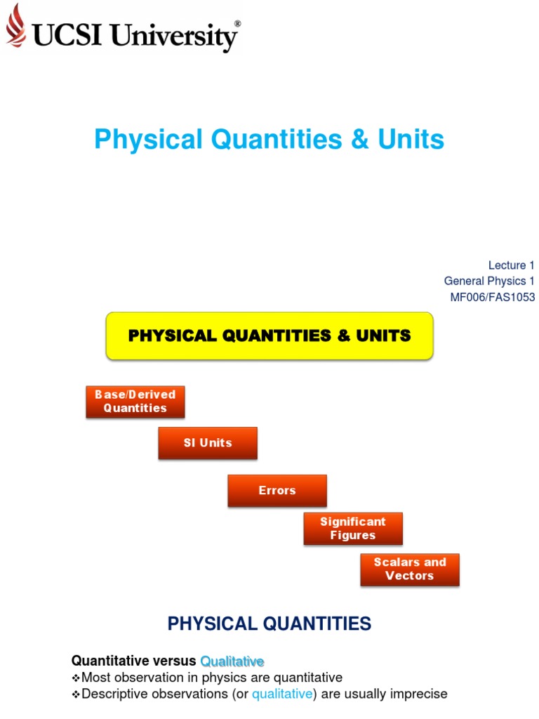 Physical Quantities Units | PDF | Significant Figures | Observational Error