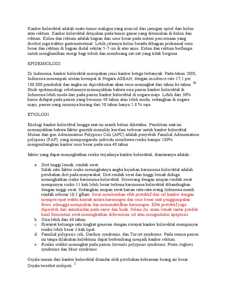 CA Kolorektal Dan PX Kolon Dan Anoskopi Case 2 GIS | PDF