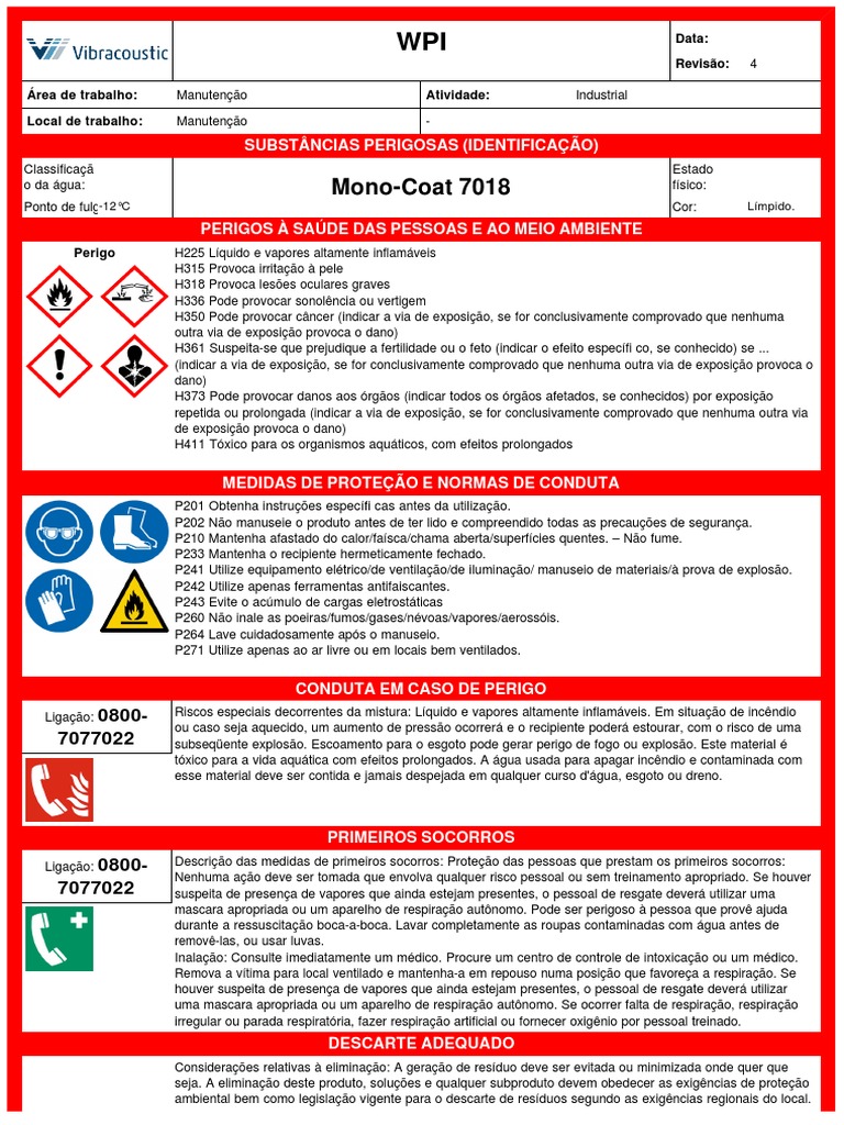 Mono Coat 7018 | Download grátis PDF | Primeiros socorros | Desperdício